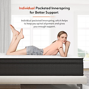 Sweetnight Full Mattress in a Box - 12 Inch Pillow Top Full Size Mattress, Gel Memory Foam Hybrid Mattress with Individually Pocketed Springs for Support & Comfort Sleep, Siesta Black