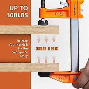 Jorgensen 6” Bar Clamp Set, 2-Pack Steel F Clamp Light Duty, 300 lbs Load Limited, for Woodworking, Metalworking, DIY