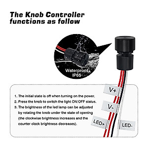 SURLED Dimmer Switch 12 Volt DC for LED RV Lights Interior, Dimmer Knob Waterproof IP65, Suitable for Camper, Recreational Vehicle, Boat, Auto, Truck, Marine and Strip Lighting