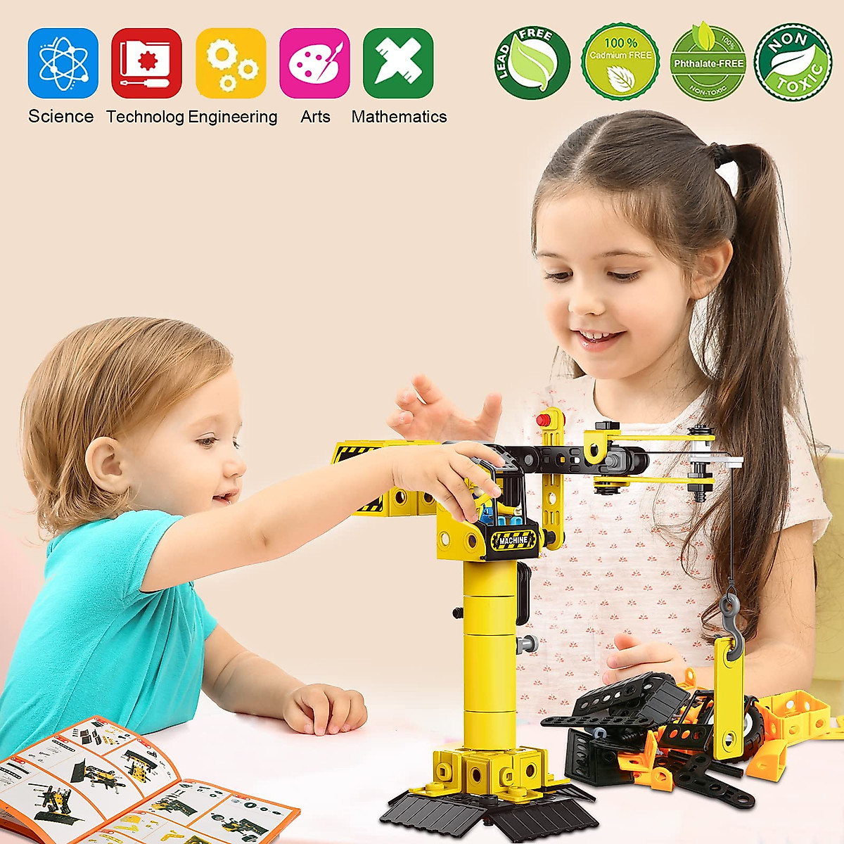HOMCENT Educational Building Toys for Age 3+ Year Boy & Girl, Building Block STEM Toy Kit for Toddlers & Kids, Creative Learning Construction Playset Birthday for 4 5 6 7 8 yr Old