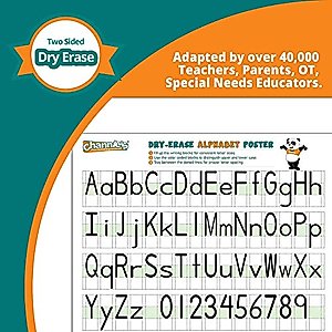 Channie’s Visual Two Sided Large Dry Erase Alphabet & Numbers Poster Board, Use in Classroom and Homeschool; Size 22” x 17”, Ages 3 and Up, PreK – 2nd