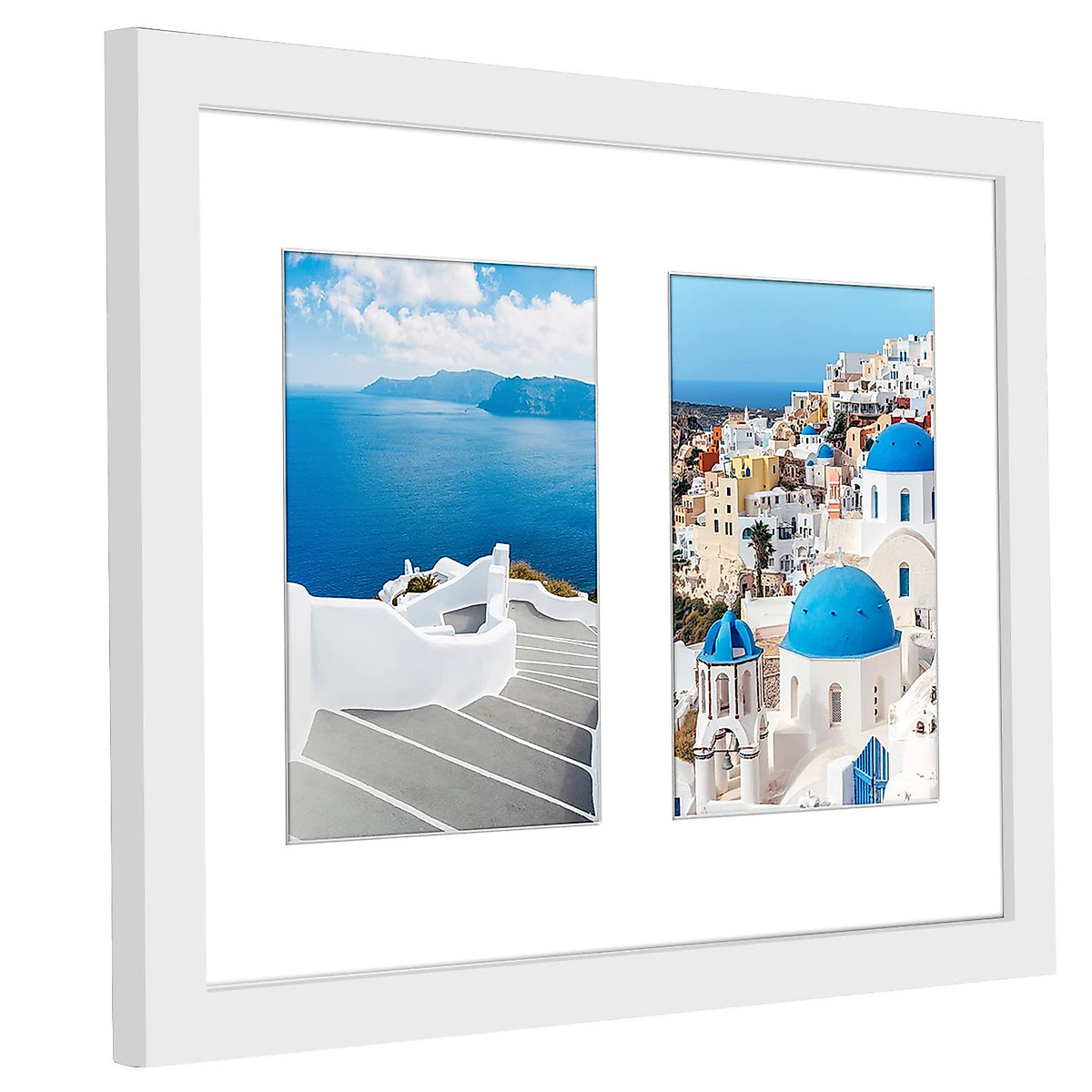 Americanflat 5x7 Double Picture Frame with Shatter-Resistant Glass - Fits Two 5x7 Photos or One 11x14 Picture - Signature Collection - Photo Frame for Wall Display - White