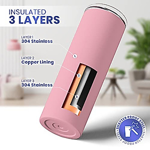 Earth Drinkware SKINNY TUMBLERS (4 pack) - 20oz Stainless Steel Double Wall Insulated Tumblers with Lids and Straws | Skinny Travel Mug, Straw Cleaner INCLUDED | Blanks For Vinyl Projects - Multi #4