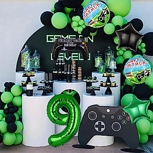 6Pcs Video Game Balloons, Video Game Controller Birthday Number Mylar Foil Balloon, Video Game Party Supplies Game On Birthday Decorations (9th)