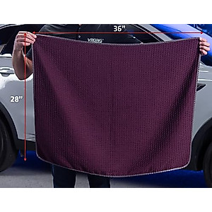 VIKING Microfiber Towel, Waffle Weave Car Drying Towel, Premium, Soft and Super Absorbent, Towel for Car Detailing Kit, Purple, 28 Inch x 36 Inch, 1 Pack