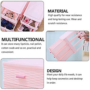 DOITOOL Storage Containers Desktop Jewelry Storage Drawer Makeup Organizer Earring Holder Stand Cosmetic Storage Container for Home Girl Bedroom (Pink) Desk Organizer Caddy