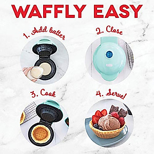 DASH Mini Waffle Bowl Maker for Breakfast, Burrito Bowls, Ice Cream and Other Sweet Deserts, Recipe Guide Included - Aqua