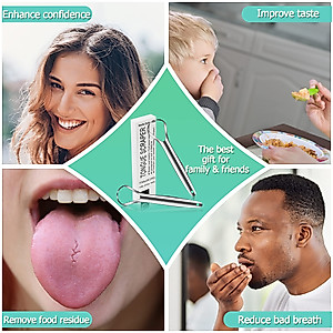Tongue Scraper,Medical Grade Tounge Scraper Cleaner,Stainless Steel 100% BPA Free Metal Tongue Scrapers,Fights Bad Breath,Great For Oral Hygiene,Tongue Cleaners For Adults And Kids(Pack Of 2)