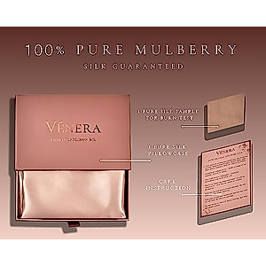 VÉNERA Silk Pillowcase - 22 Momme 100% Pure Mulberry Silk for Hair and Skin, Envelope Closure, Both Sided 22 Momme Grade 6A Silk, Soft&Hypoallergenic (Standard 20''x26'', Caramel)