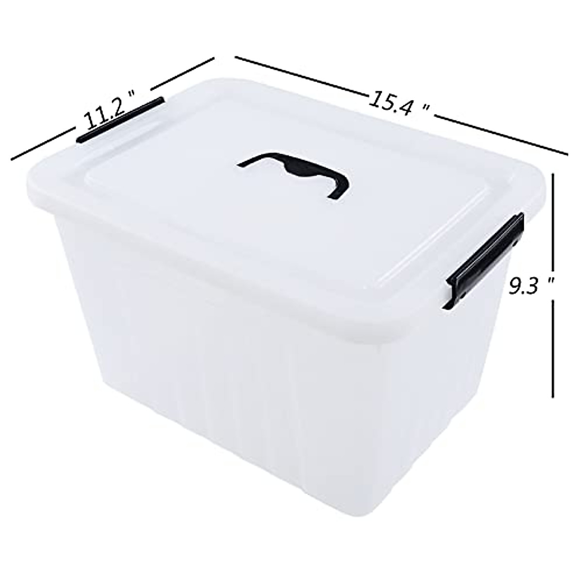 Xyskin 4-Pack 20 L Large Storage Box, Plastic Storage Bins with Lids, Clear