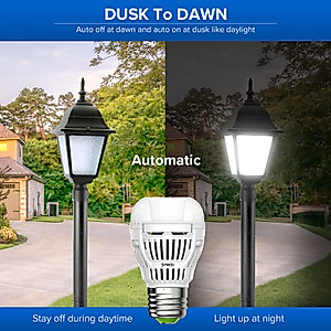 SANSI Dusk to Dawn Led Outdoor Light Bulb 1 Pack A15, 60 Watt Equivalent, Energy Efficient 8W, 5000K Daylight 800 lm Outdoor Light Bulbs, E26 Standard Base Dusk to Dawn Light Bulbs for Garage Porch