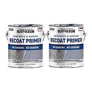 Rust-Oleum 338806-2PK Concrete & Garage Floor Recoat Primer, Gallon, Gray, 2 Pack