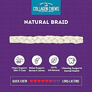Treatly USA Collagen Braids 12-13" Dog Chew Treats - Natural Flavor, 3 Count/1 Pack