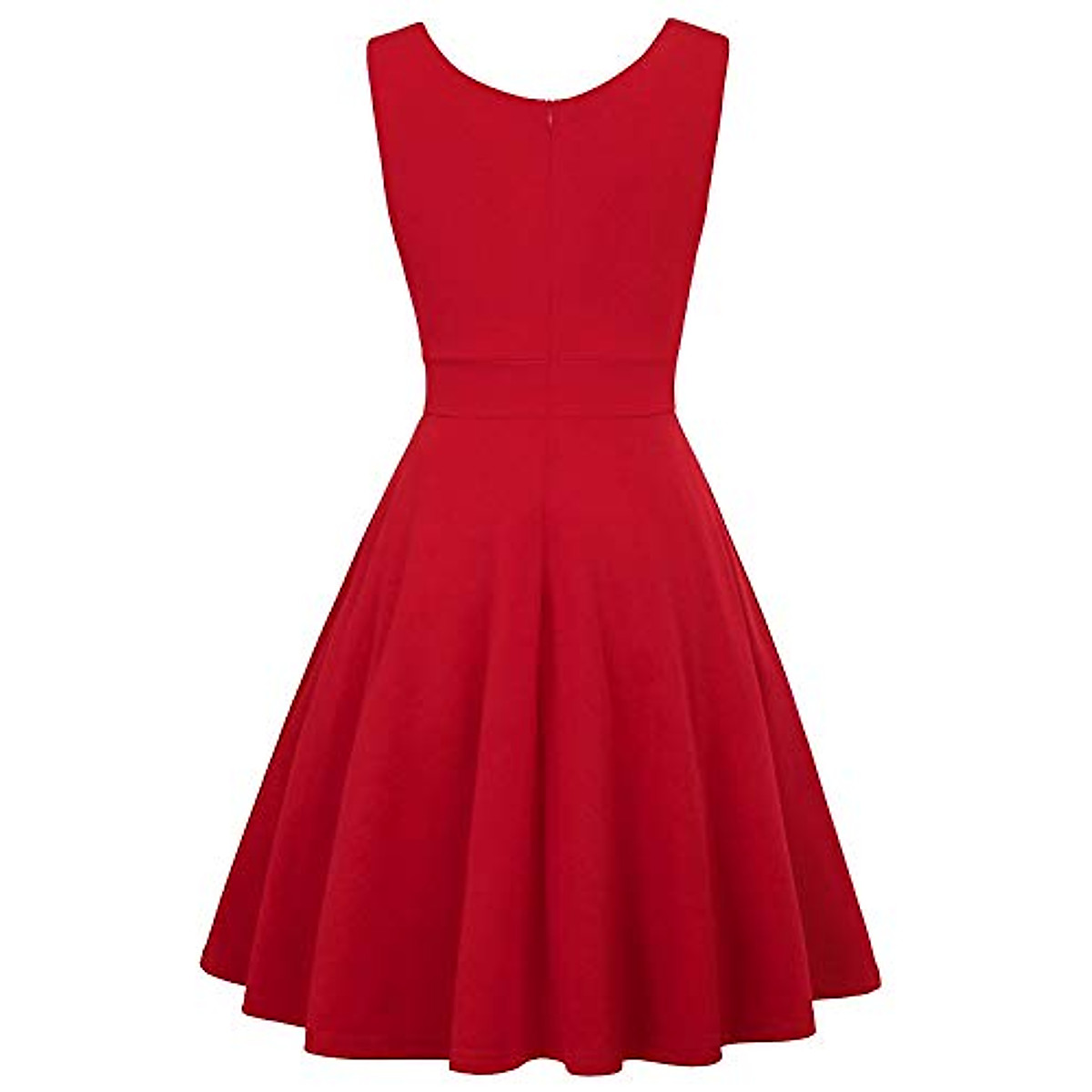 Sleeveless Womens Dresses for Wedding Guest Vintage A-line Cocktail Dress Red M