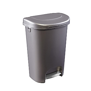 Rubbermaid Classic 13 Gallon Premium Step-On Trash Can with Lid and Stainless-Steel Pedal, Bronze Waste Bin for Kitchen/Home/Garage/Office