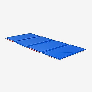 CASE-12 Pack KinderMat, 1" Thick, 4-Section Rest Mat, 45" x 19" x 1", Red/Blue with Grey BINDING-Case-12-500110