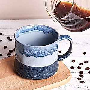 Bosmarlin Large Ceramic Coffee Mug, Big Tea Cup for Office and Home, 21 Oz, Dishwasher and Microwave Safe, 1 PCS… (Blue)