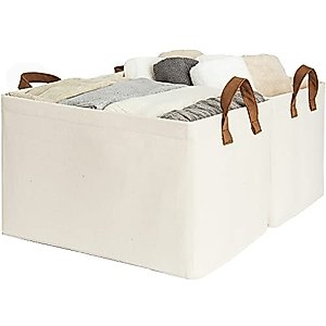 StorageWorks Metal Storage Baskets For Shelves With Frame, Rectangle Storage Bins, Natural Color, 2-Pack