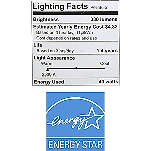 Set of 6 GE Crystal Clear 40 Watt Bent Tip Standard Base Light Bulbs