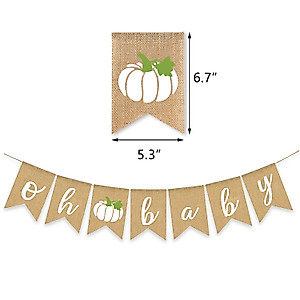 Gankbite White Pumpkin Baby Shower Fall Banner Gender Neutral Autumn Welcome Baby Burlap Garland Decor