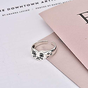 Vintage Cry Heart Ring Tear Weep Face Lacrimation Grieved Upset Wretched Sorry Sad Expression Peach Love Cuff Band Ring for Women Odd Novel Jewelry Gifts-A cry