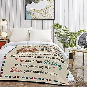 Mother in Law Gift from Daughter in Law, Throw Blanket Gifts for Mother in Law Gifts for Birthday Thanksgiving Christmas Mother’s Day, Warm Soft Flannel Fleece Blankets for Couch Bed 60x50 Inches