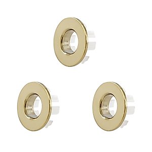 Murtenze 3Pcs Sink Overflow Ring, Sink Basin Trim Overflow Cover Copper Insert in Hole, Kitchen Sink Overflow Cover Round Caps for Kitchen Bathroom (Gold)