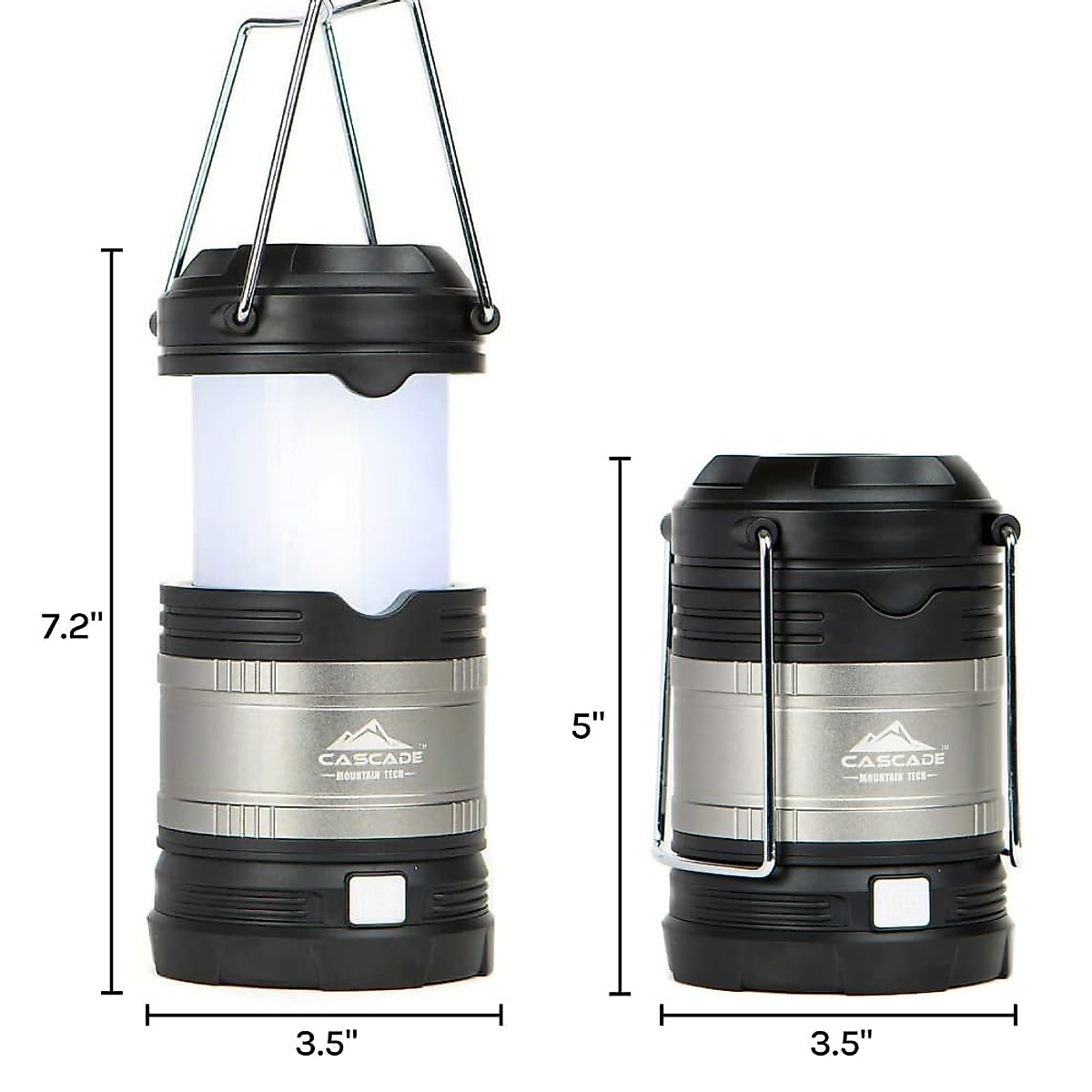 Cascade Mountain Tech Pop-Up IPX4 Water-Resistant LED Lantern with 4 Light Modes - 3 Pack