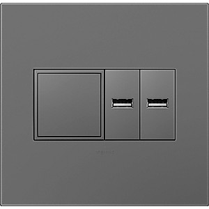 Legrand adorne 2-Gang Pop-Out Outlet in Magnesium with Matching Wall Plate, ARPTR152GM2WP
