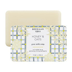 Beekman 1802 Goat Milk Body Soap Bar, Honey & Oats - Scented - 9 oz - Nourishes, Moisturizes & Hydrates - 100% Vegetable Soap with Lactic Acid - Good for Sensitive Skin - Cruelty Free