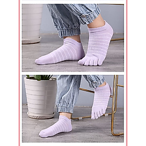 JJLEAF Toe Socks, 5 Pairs Women's Toe Socks for Running Cotton Five Finger Socks Athletic Walking