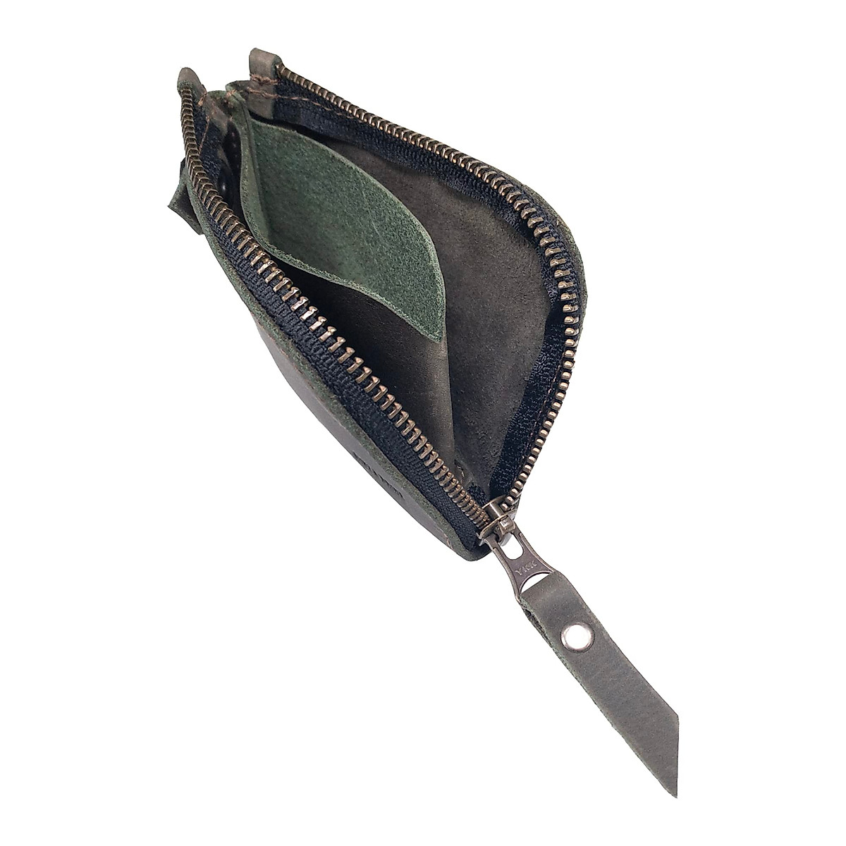 Hide & Drink, Zippered Wallet, Holds Up to 6 Cards Plus Folded Bills, Pouch Organizer, Cash Holder, Travel Essentials, Mini, Pocket-Size, Full Grain Leather, Handmade, Charcoal Black