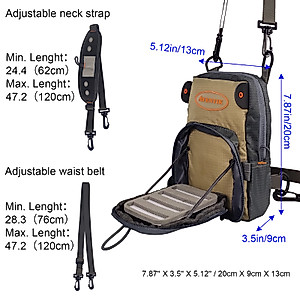 Aventik Fly Fishing Chest Bag Ultra Light Multiple Pockets Chest Pack with Vest Pack Tool Combo C