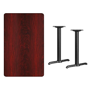 Flash Furniture 30'' x 48'' Rectangular Mahogany Laminate Table Top with 5'' x 22'' Table Height Bases