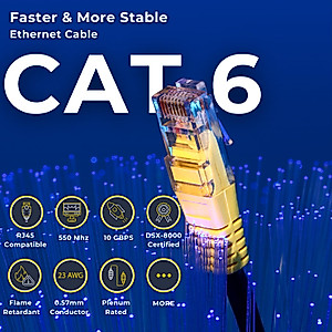 550MHZ CAT6 Plenum Cable 1000ft Blue, 23AWG 4Pair, Solid Network Cable Unshielded Twisted Pair (UTP), Available in Blue, White, Yellow, Gray, Purple, Green & Black (Blue)