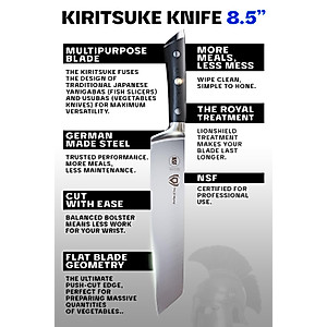 Dalstrong Kiritsuke Chef Knife - 8.5 inch - Gladiator Series Elite - Forged German High Carbon German Steel - Full Tang Kitchen Knife - Black G10 Handle - w/Sheath - Chef's Knife - NSF Certified