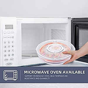 Ternual Multipurpose Pie Carrier with Lid and Handle Egg Container Holds Pies 30 Eggs 12/3.5 Inches Suitable for Cheese Cake, Corn Pie, Fruit White Clear Visible