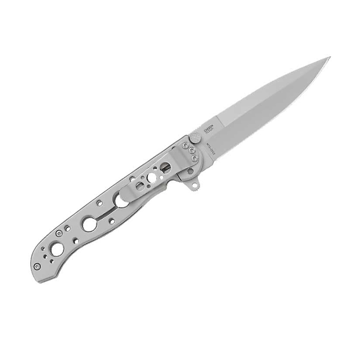 CRKT M16-03SS EDC Folding Pocket Knife: Sandvik Frame Lock, 4-Position Pocket Clip Bead Blast Blade, Stainless Steel Handle