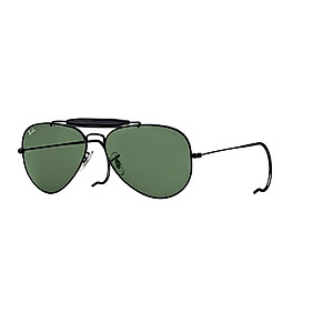 Ray-Ban RB3030 Outdoorsman L9500 58MM Black/G-15 Green Crystal Pilot Sunglasses for Men for Women + Bundle With Designer iWear Eyewear Kit