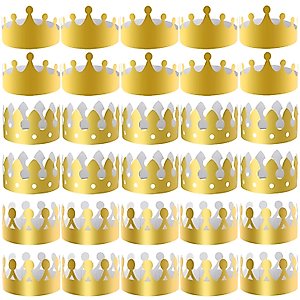 SIQUK 27 Pieces Golden Paper Crown Party Gold Crowns Hats King Crowns for Party and Celebration