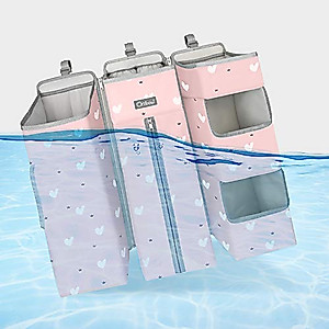 Orzbow 3-in-1 Nursery Organizer and Baby Diaper Caddy | Hanging Diaper Organization Storage for Baby Essentials | Hang on Crib, Changing Table or Wall (Pink)