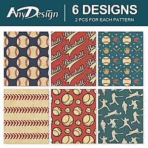 Generic AnyDesign 12 Sheets Baseball Wrapping Paper -Not Roll- Red Blue Gift Wrap Paper Vintage Art Kraft Paper Folded Flat for DIY Crafts Birthday Baby Shower Party Favors Supplies, 19.7 x 27.6 Inch