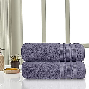 TRIDENT NectorSoft, Extra Large, 100% Cotton, Zero Twist, Towels, Super Soft, Extra Absorbent (Purple Ash, Bath Sheet (2-Piece))