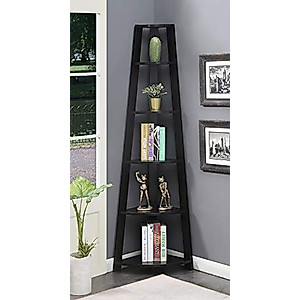 Convenience Concepts Newport 5 Tier Corner Bookcase, Black