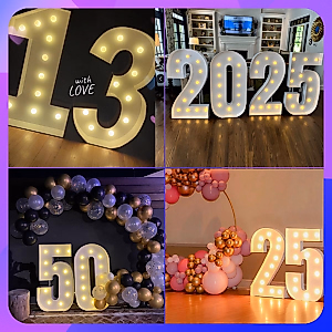 4FT Marquee Light Up Number Pre-Cut Frame Giant Marquee Numbers 2, Mosaic Numbers for Balloons, 30th 13th Birthday Decorations 2023 Graduation Decorations, Balloon Arch Kit