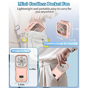 Handheld Fan Rechargeable,Portable Fan Battery Operated Fan with LED Display,Mini Small Hand Fan Foldable Fan with Power Bank, 4000mAh Travel Fan Personal Fans,Makeup Lash Fan for Girls Women Kids