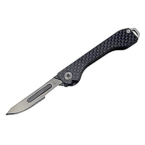 outROAR Gear Folding Scalpel Knife with Carbon Fiber Handle & 10 Replaceable Blades, Slip Joint Action, EDC Pocket Knife