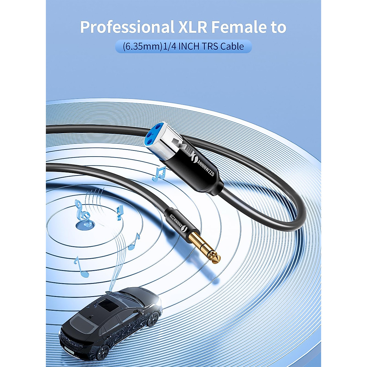ANNNWZZD XLR to 1/4, TRS to XLR Cable, XLR Female to 1/4 for Guitar, Mixer, Speaker, Playing Live 3FT/1M