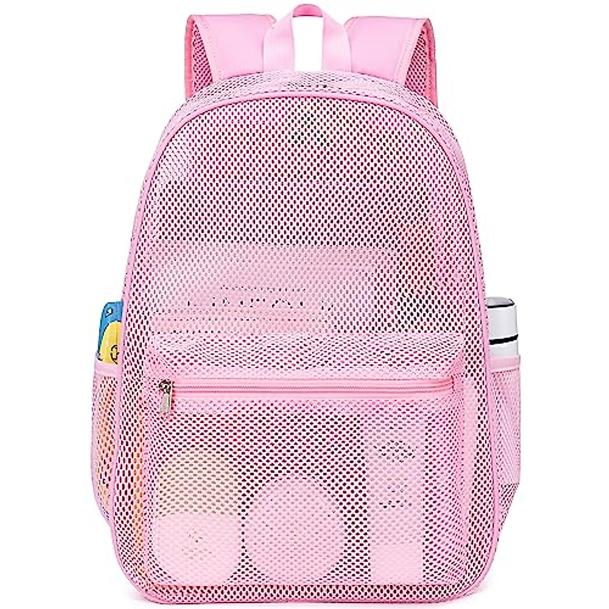 LEDAOU Mesh Backpack for Kids Girls Semi-Transparent Mesh School Backpack Bookbag Lightweight Casual Daypacks for Beach Gym(Pink)