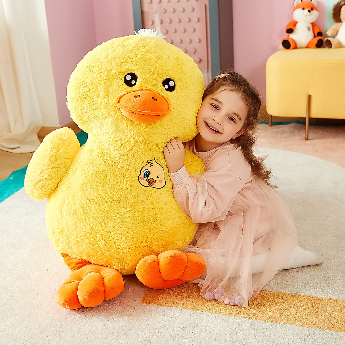 IKASA Large Duck Stuffed Animals Giant Soft Plush Toy,19" Cute Huge Jumbo Fluffy Plushy Big Size Fat Plushie,Gifts for Kids(Yellow, 19 inches)